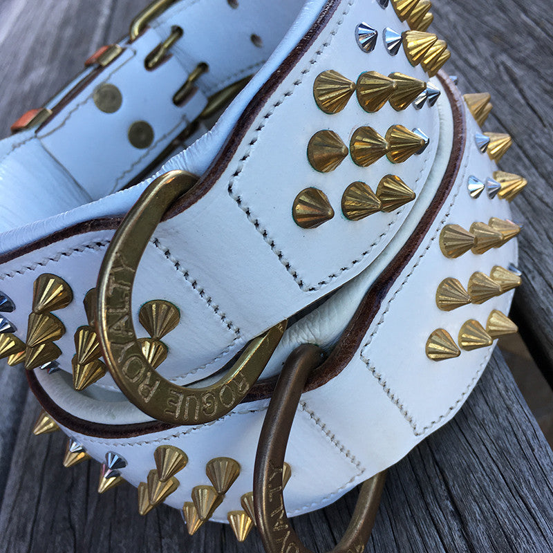 ROGUE | ICED OUT Handgemaakte witte lederen halsband - Rogue Royalty ...